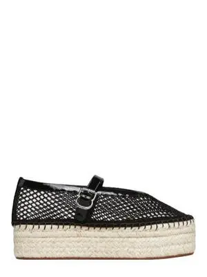 Alaïa Fishnet Platform Espadrilles With Buckle Detail - Nude