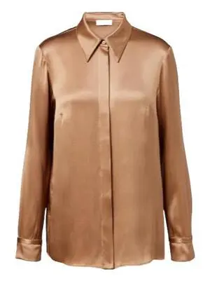 Gabriela Hearst Cruz Silk Satin Shirt - Brown