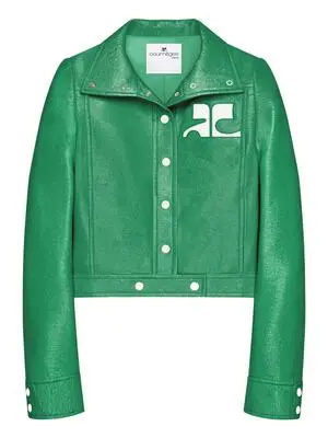 COURREGES Vinyl-effect Cropped Jacket - Green