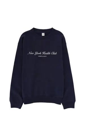 SPORTY  RICH Sporty & Rich Graphic Print Sweatshirt - Deep Navy Blue