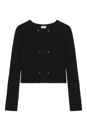 COURREGES Bouclette Knit Double-breasted Jacket - Black