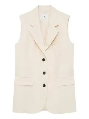 ANINE BING Sara Notched Lapel Vest - Cream