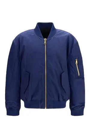 Balmain Logo Embroidered Bomber Jacket - Blue