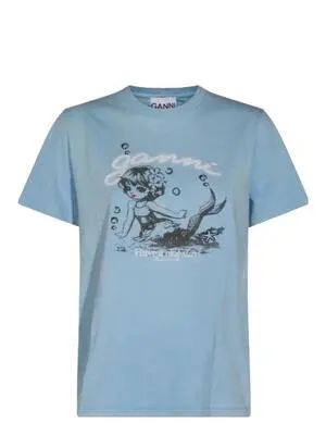 GANNI Mermaid Crewneck T-shirt - Blue