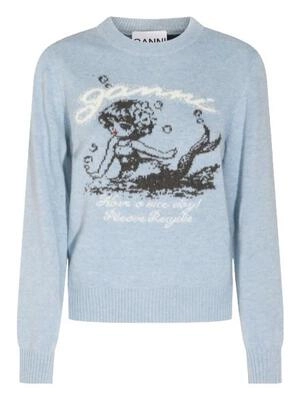 GANNI Ganni Mermaid Graphic Pullover Blue