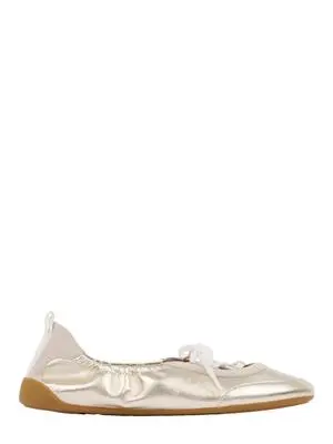 Chloé Round Toe Lace-up Flats - Nude