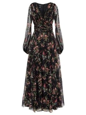 Giambattista Valli Floral Silk Georgette Maxi Dress - Black