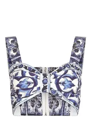 Dolce & Gabbana Graphic Print Cropped Top - Blue
