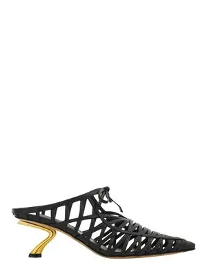 FERRAGAMO S-shaped Heel Mule - Black