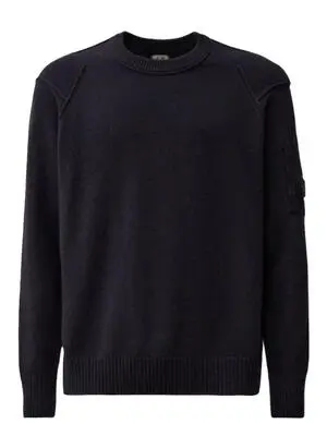 C.P. COMPANY Crew Neck Knitwear With Lens Detail - Blue