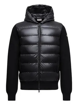 Moncler Padded Zip-up Hoodie With Down-filled Front - Black