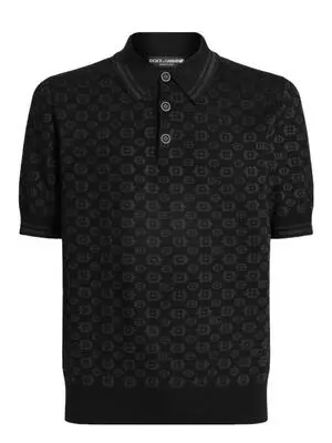 Dolce & Gabbana Geometric-pattern Polo Shirt - Black