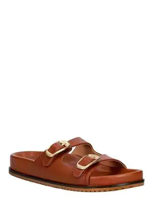 TWINSET Leather Buckle Fastening Slides - Brown