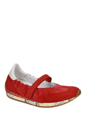 Premiata Rina 8291 Technical Fabric And Suede Ballet Flats - Red