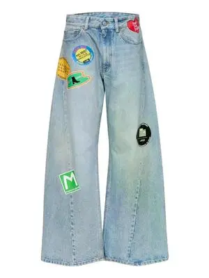 MAISON MARGIELA Wide-leg Jeans With Archive Sticker Collage - Blue
