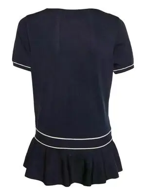 Carolina Herrera Navy Bow Detail Peplum Top - Blue