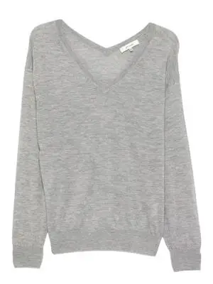 FRAME Crinkle V-neck Sweater - Grey