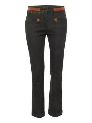 Dolce & Gabbana Leather-trim Straight-leg Jeans - Grey