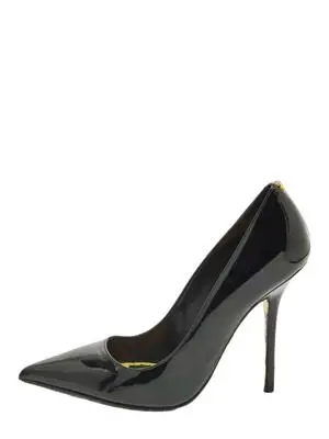 Versace Patent Leather Pointed Toe Pumps - Black