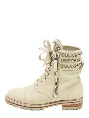 CHRISTIAN LOUBOUTIN Spike Embellished Combat Boots - Neutrals