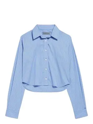 Balenciaga Striped Cropped Shirt - Blue