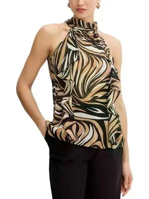 TWINSET Sleeveless Ruffled Top - Black