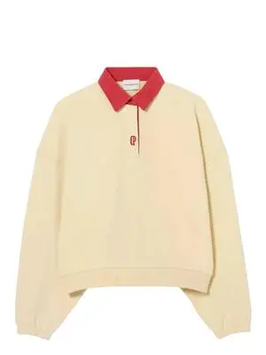 Claudie Pierlot Oversized Cotton Sweatshirt With Contrasting Collar - Neutrals