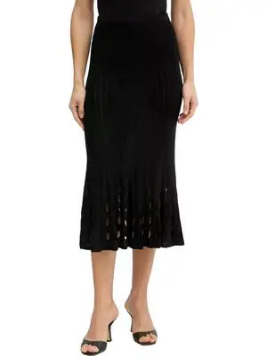 TWINSET Ribbed Cut-out Midi Skirt - Black