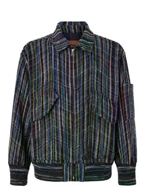 Missoni Zigzag Knit Zip-up Jacket - Blue