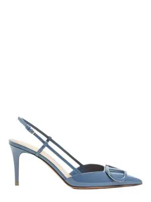 Valentino Garavani Vlogo Signature Patent-leather Slingback Pumps - Blue