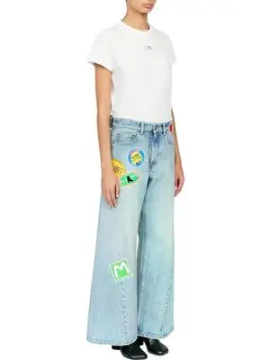 MAISON MARGIELA Wide-leg Jeans With Archive Sticker Collage - Blue
