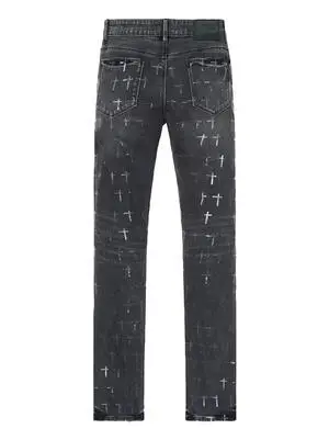 RtA Bryant Cross-print Denim Jeans - Grey