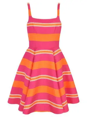 EMILIA WICKSTEAD Mini Mona Dress In Striped Taffeta Faille - Orange
