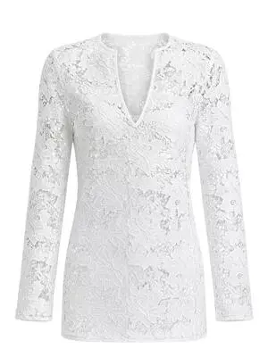 SOLAQUA Daphne Floral-lace Tunic - White