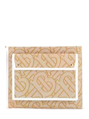 Burberry Woven Raffia And Canvas Medium Tote Bag With Leather Trim - Neutrals