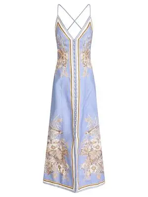 ZIMMERMANN Zimmermann Floral Print Linen Maxi Dress