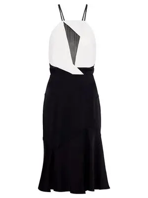 Roland Mouret Mesh-paneled Two-tone Cady Dress - Black
