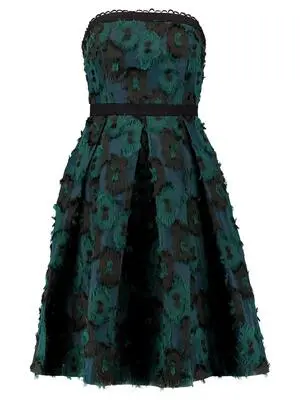 Saloni Anina Strapless Fil Coupé Chiffon Dress - Emerald