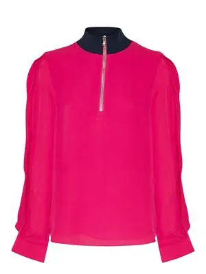 3.1 Phillip Lim Silk Crepe De Chine Blouse With Zip Detail - Fuchsia
