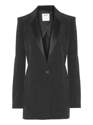 Dkny Faille Blazer With Satin Trim - Black