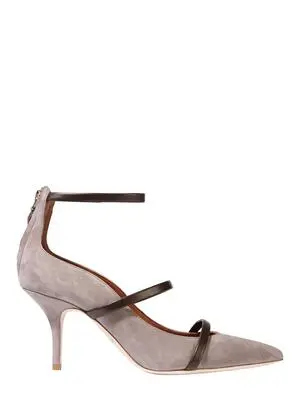MALONE SOULIERS Suede Pumps With Leather Trims - Gray