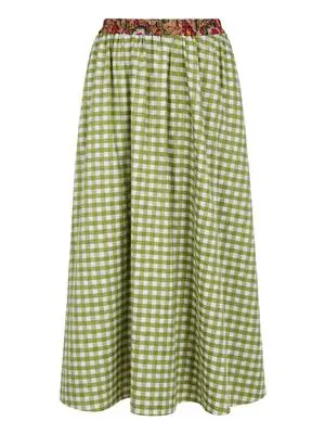 IZABELA MANDOIU Midi Skirt In Gingham Cotton - Green