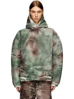 DIESEL® Puffy Camo Nylon Hooded Jacket - Multicolor