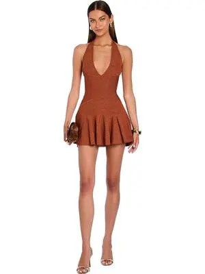Retrofete Azelma Metallic Knit Mini Dress - Metallic Rust