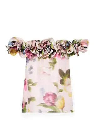 Carolina Herrera Off-shoulder Floral Linen-and-silk Top - Rosewater Multi