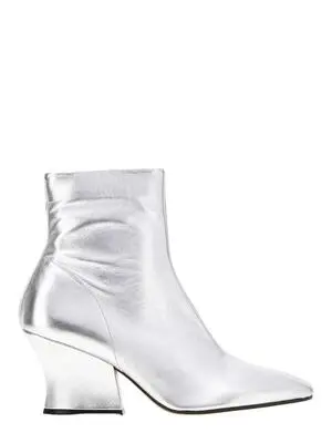 JIL SANDER Leather Lune Ankle Boots - Silver