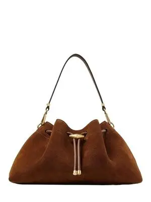JIMMY CHOO Suede Bucket Bag With Diamond Hardware - Brown