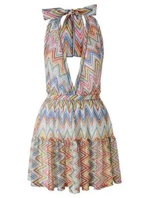 Missoni Zigzag Knit Ruffled Dress - White