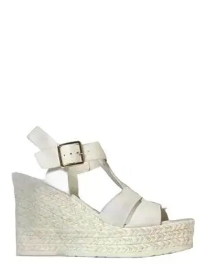 PALOMA BARCELO Olivia Leather Wedge Sandals - Neutrals