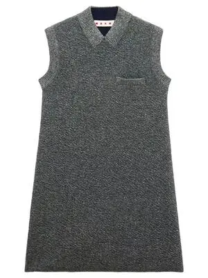 Marni Gray Wool Mini Dress With Lurex Detailing - Grey